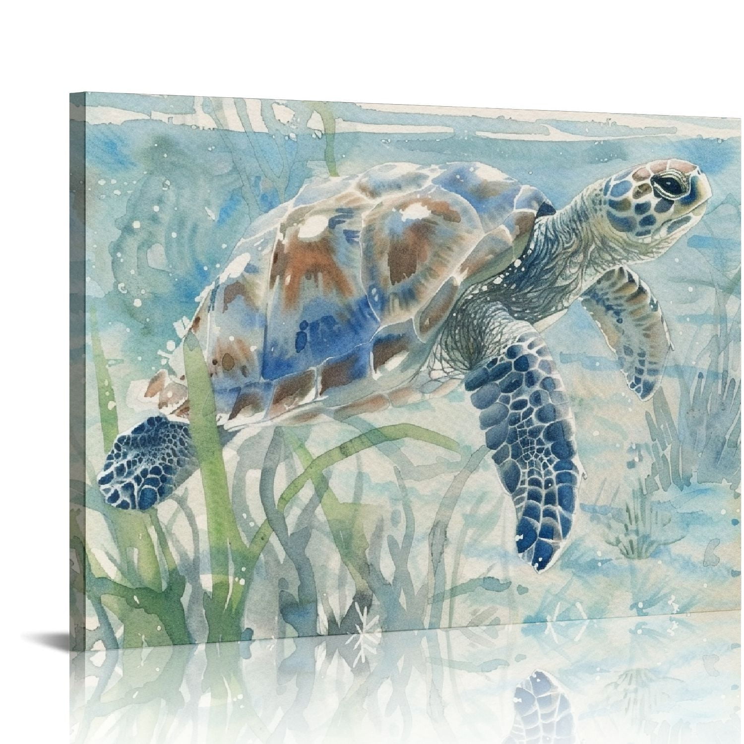 JRXY Ocean Wall Decor Blue Turtle Canvas Art Sea Pictures Coastal Print ...