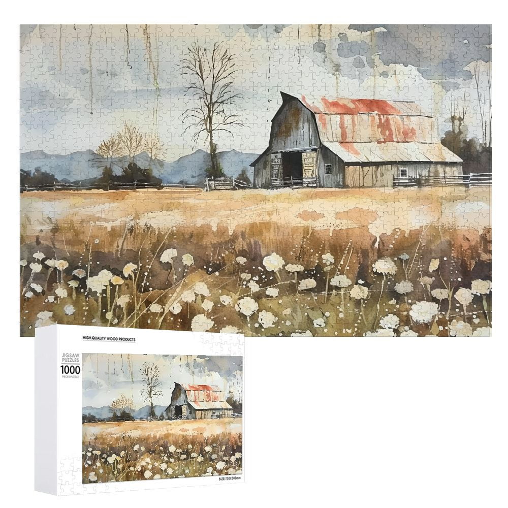 JRXY Old Barn Picture Prints Vintage Farmhouse Wooden Jigsaw Puzzle for ...