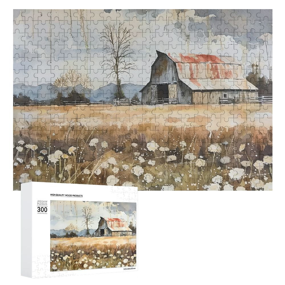JRXY Old Barn Picture Prints Vintage Farmhouse Wooden Jigsaw Puzzle for ...