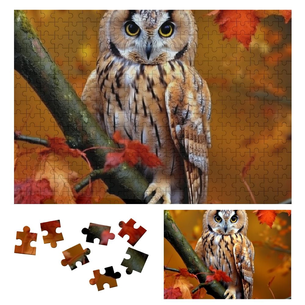 JRXY Owl Branch Autumn Wooden Jigsaw Puzzle Game Toy Gift for Family ...