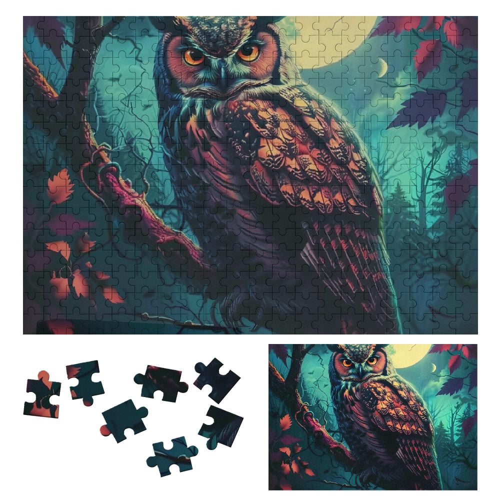 JRXY Owl Branch Moon Wooden Jigsaw Puzzle Challenging Difficult Wood ...