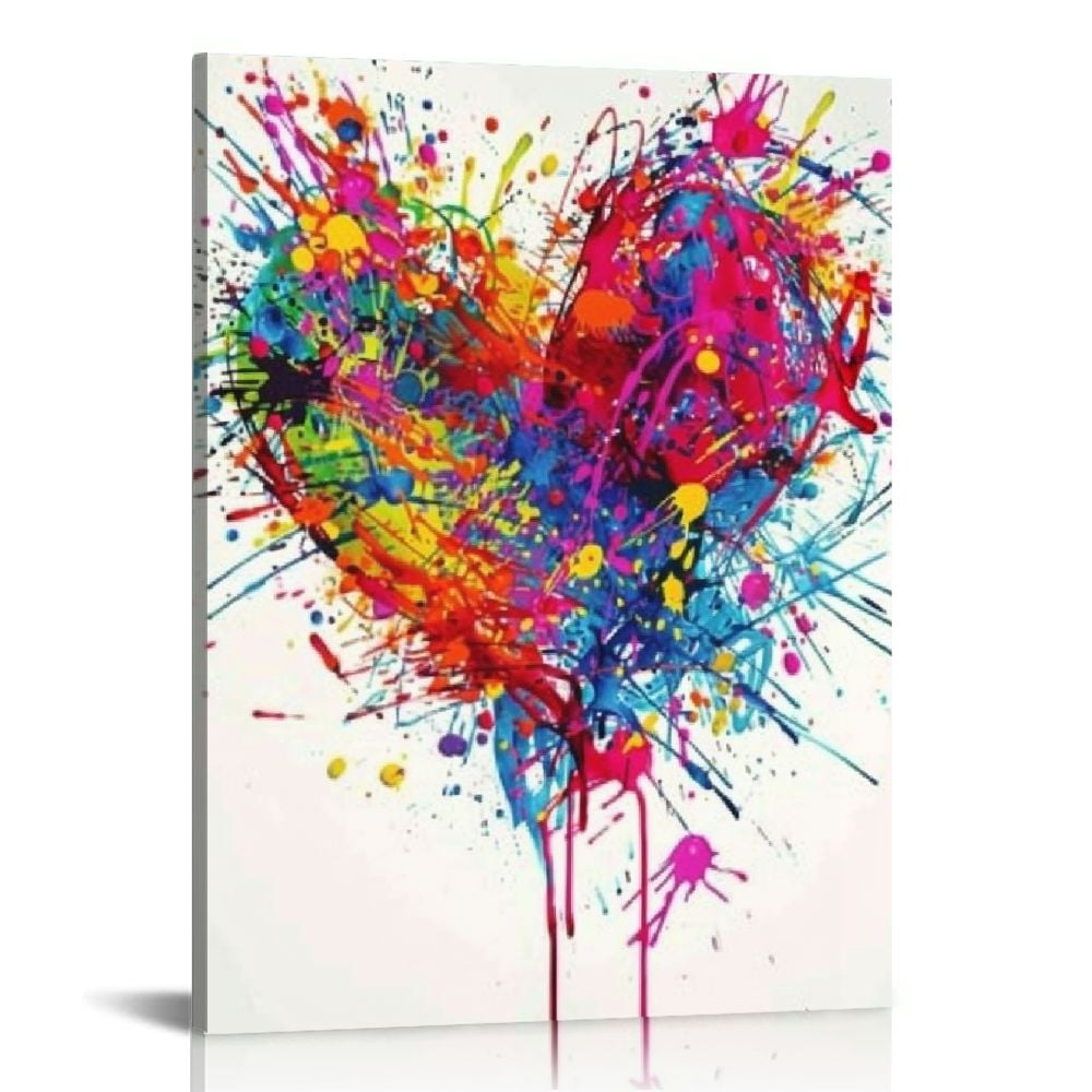 JRXY Paintings On Canvas Wall Art,Heart Love Personalized Watercolor ...
