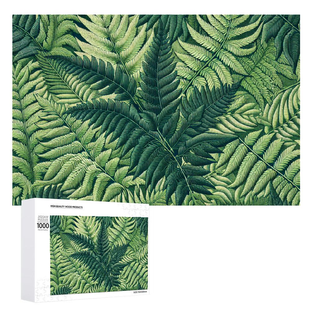 JRXY Palm Leaf Wooden Jigsaw Puzzle - Exotic Pattern with Tropical ...