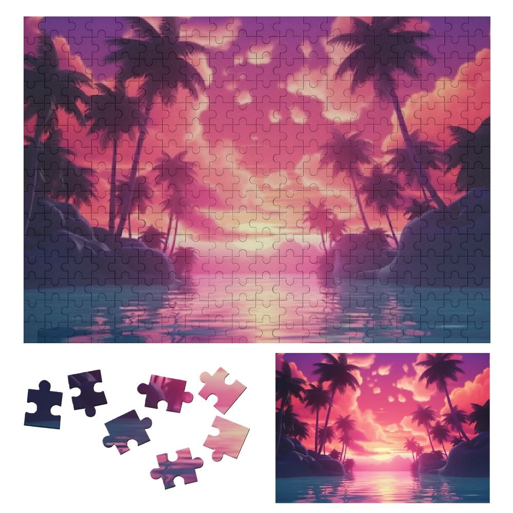 JRXY Palm Trees Sunset Wooden Jigsaw Puzzle for Adults and Kids Gift ...