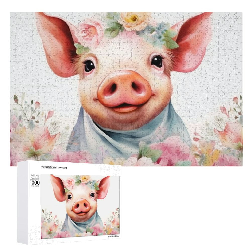 JRXY Pig Flowers Annabel Kidston Wooden Puzzle for Adults and Kids 1000 ...