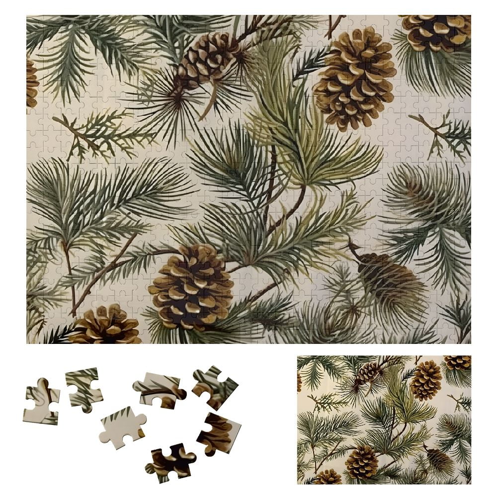 JRXY Pine Cone Pine Tree Branch Wooden Jigsaw Puzzle for Adults and ...