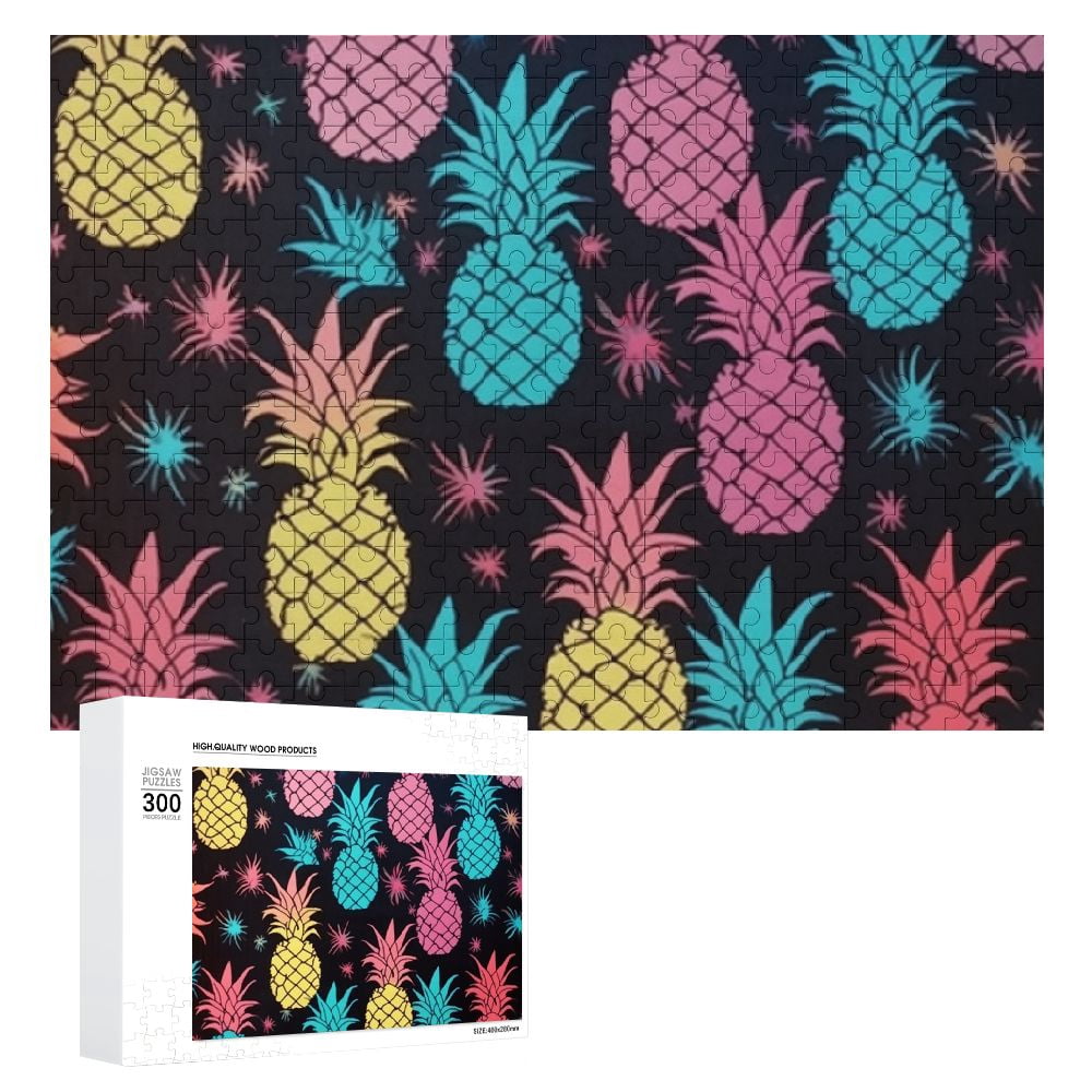 JRXY Pineapples Stars Colors Wooden Jigsaw Puzzle Challenging Difficult ...