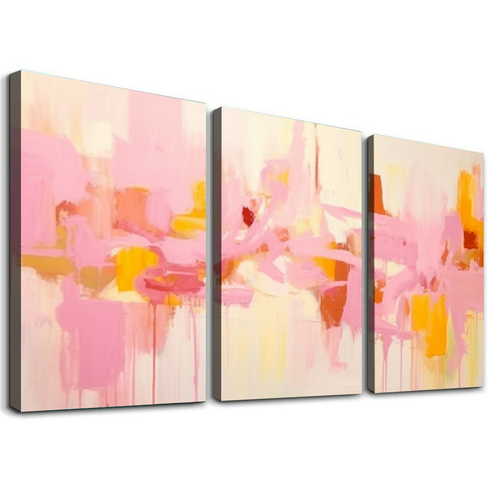JRXY Pink Canvas Wall Art, Abstract Art Canvas Painting Wall Art, Pink ...