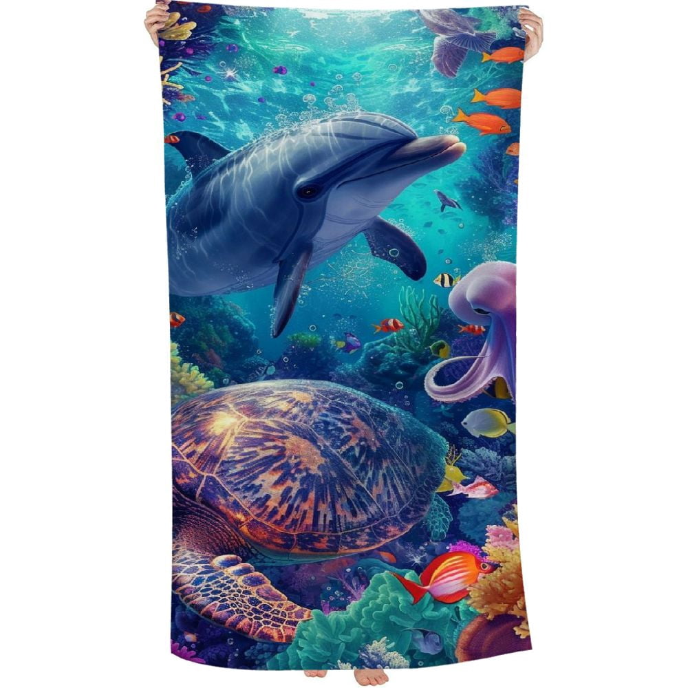JRXY Pool Towel Dolphin Jumps Out of the Sea Bathroom Beach Yoga ...