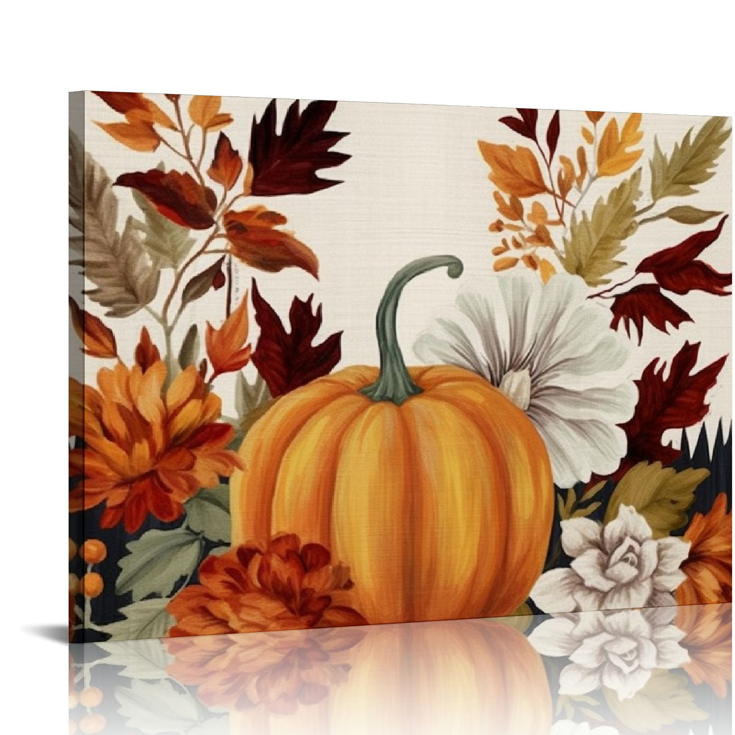 JRXY Printed on Canvas Wall Art Autumn Pumpkin Fall Leaves Thanksgiving ...