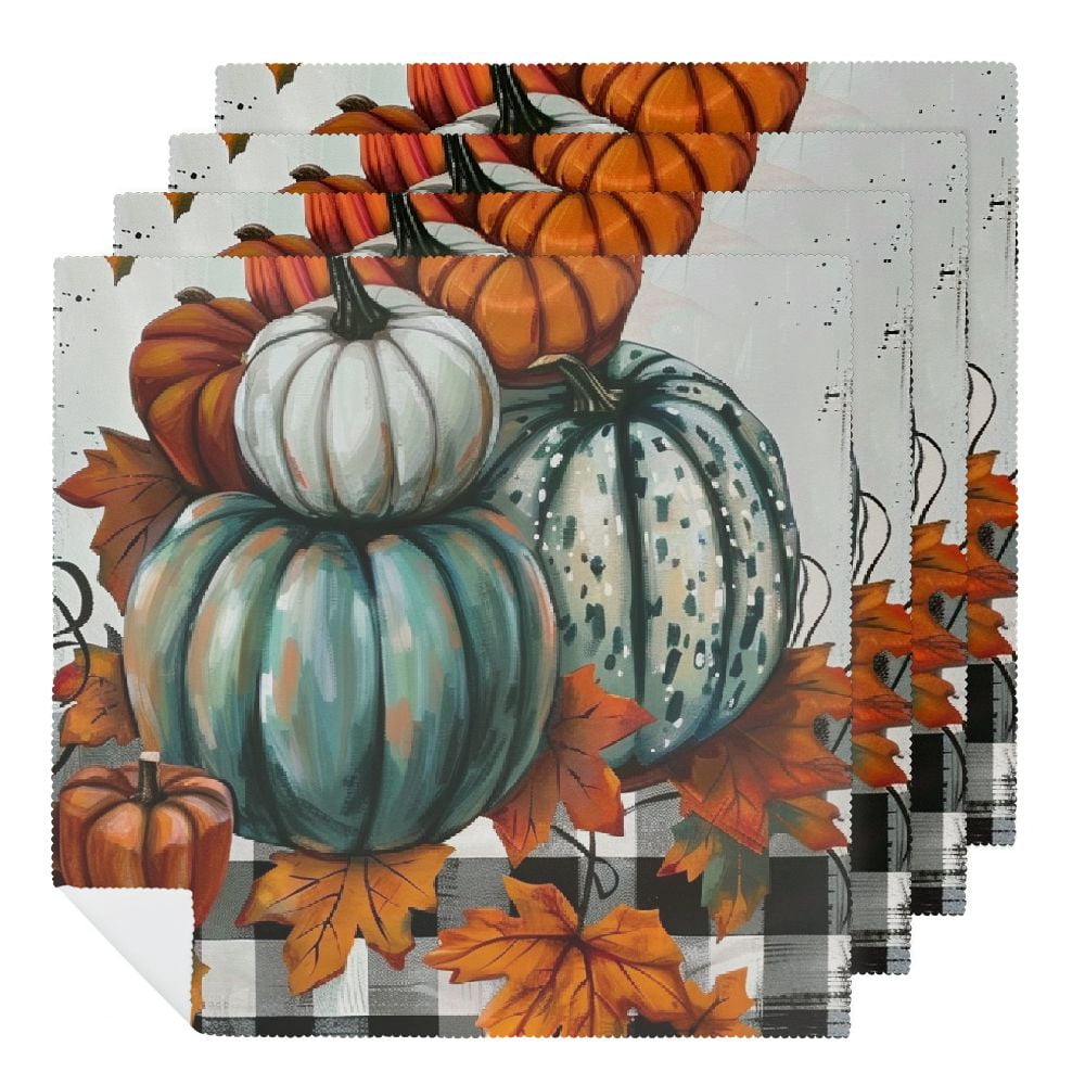 JRXY Pumpkins Squash Thanksgiving Cloth Napkins Polyester for Farmhouse Party Dining Table Decor ...