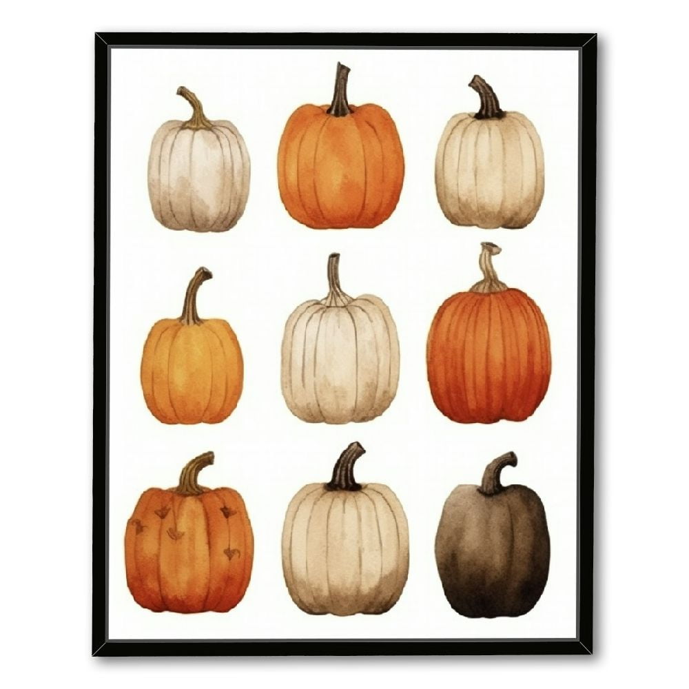 JRXY Pumpkins Wall Art Watercolor Print Farmhouse Fall Canvas Living ...