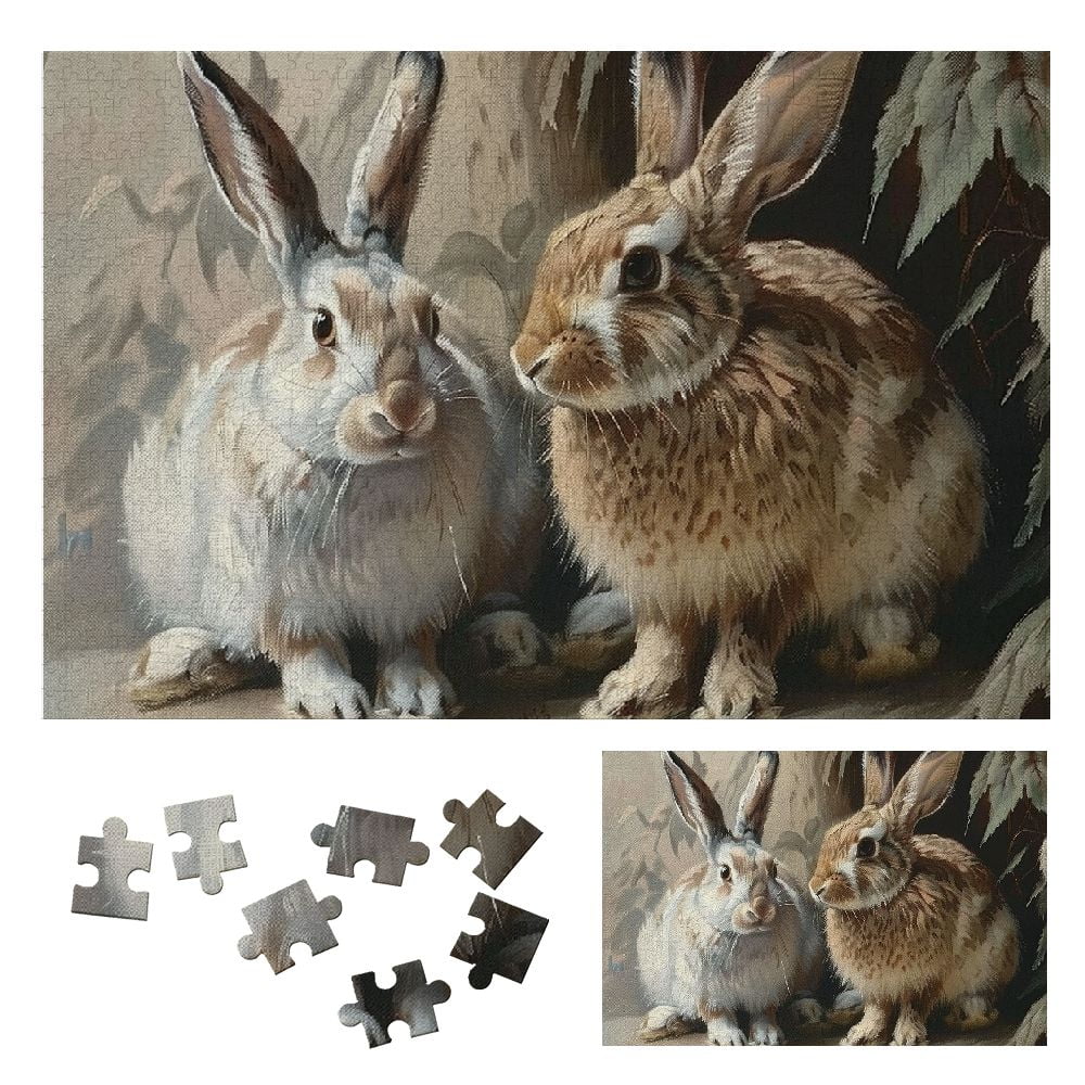 JRXY Rabbits Wooden Jigsaw Puzzle Challenging Difficult Wood Puzzles for Adults 1000 PCS ...