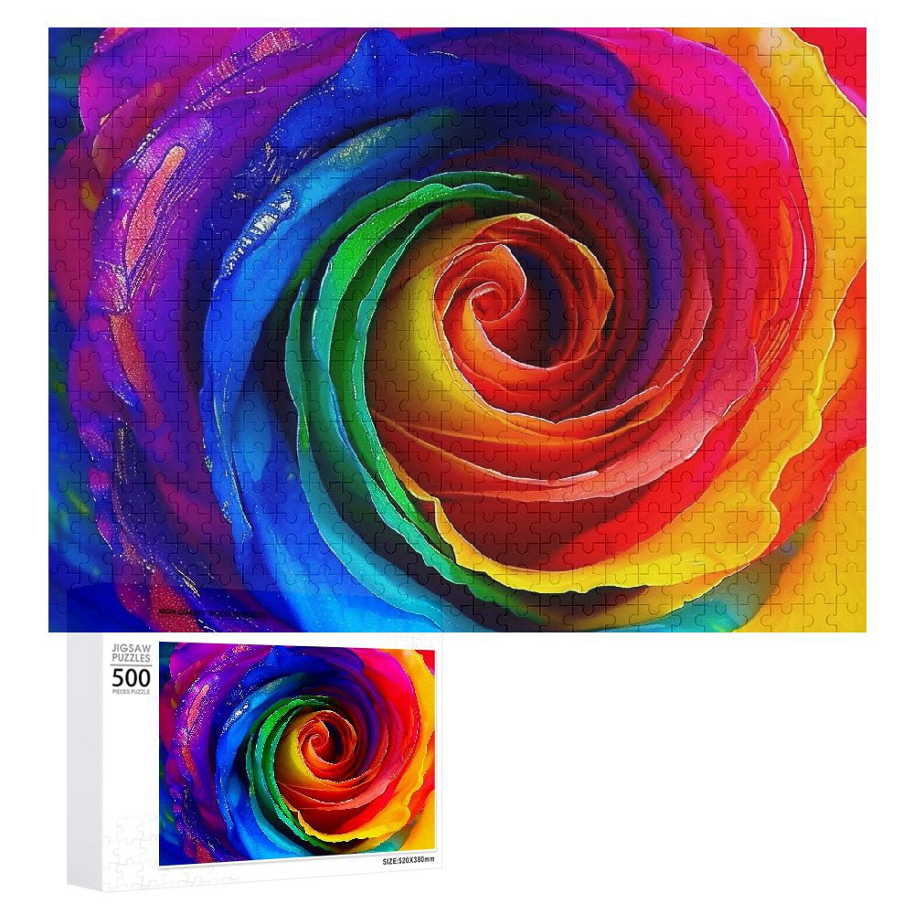 JRXY Rainbow Swirl Colors Wooden Jigsaw Puzzle - Impossible Wooden ...