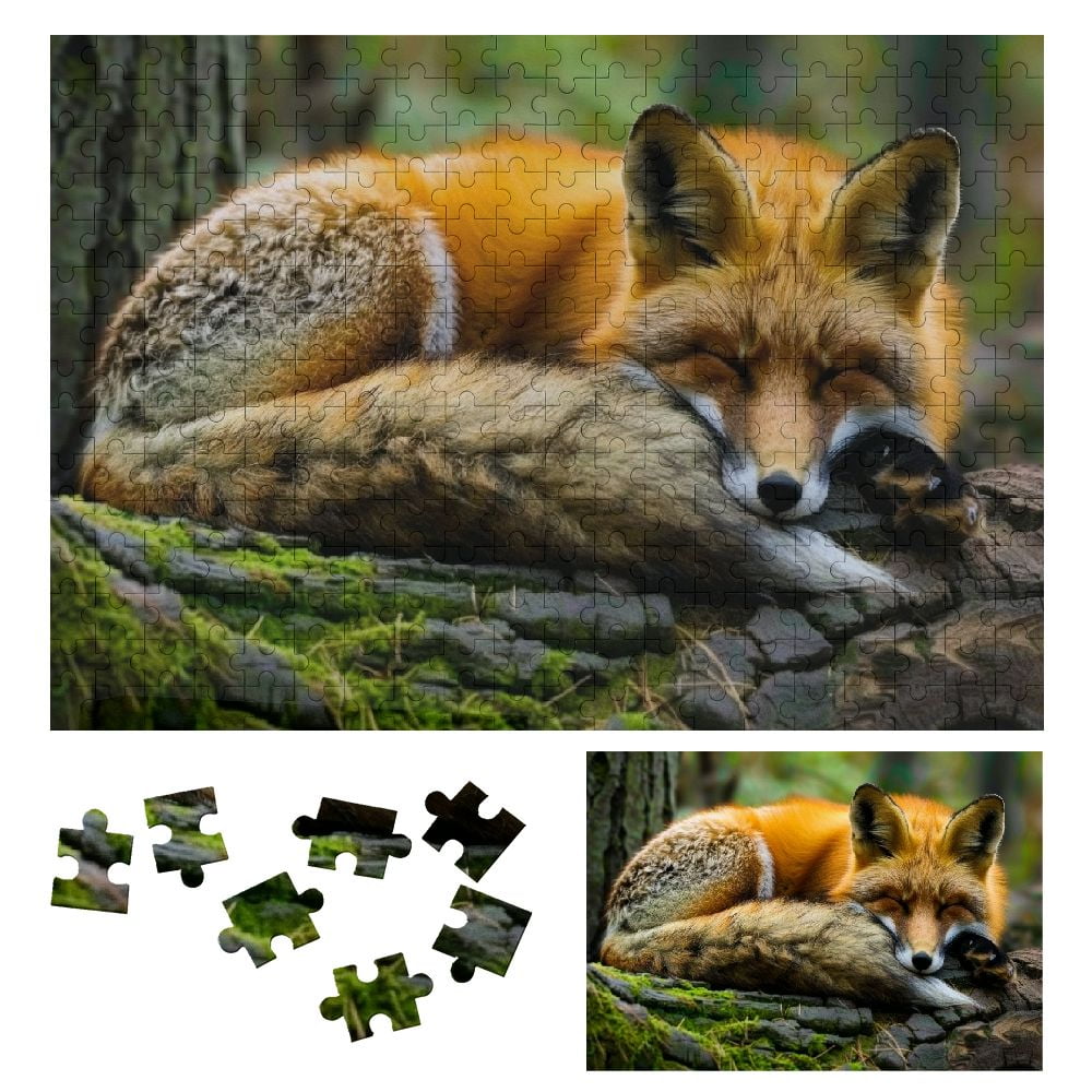 JRXY Red Fox, Mossy Log, Woods Wooden Puzzle for Adults and Kids 300 ...