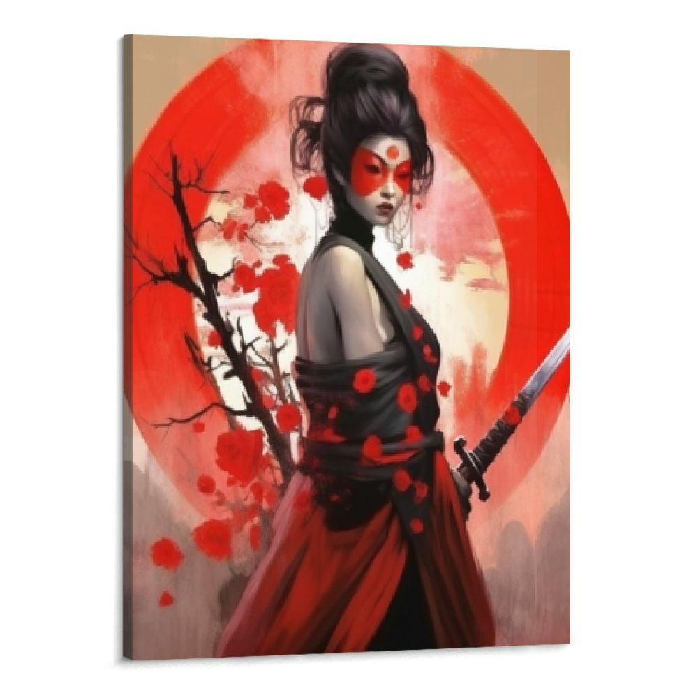 JRXY Retro Japanese Geisha Canvas Art Print The Samurai Girl Poster ...