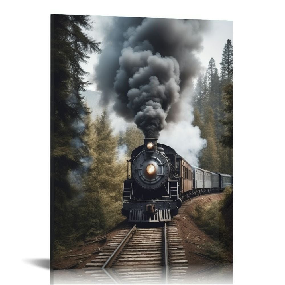 JRXY Retro Steam Engine Train Poster Home Kitchen Wall Decorative ...