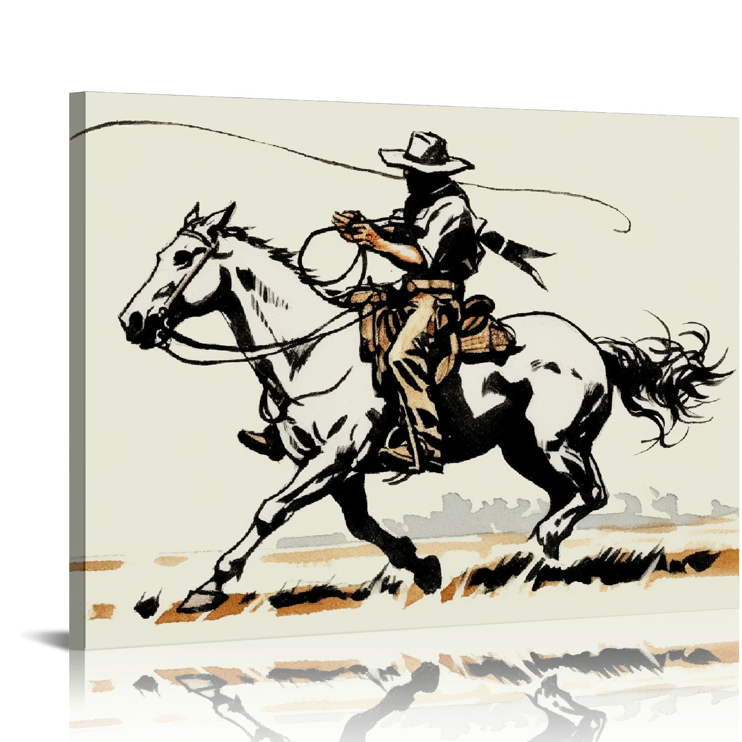 JRXY Retro Western Cowboy Horse Rodeo Cattle Calf Roping Wall Decor ...