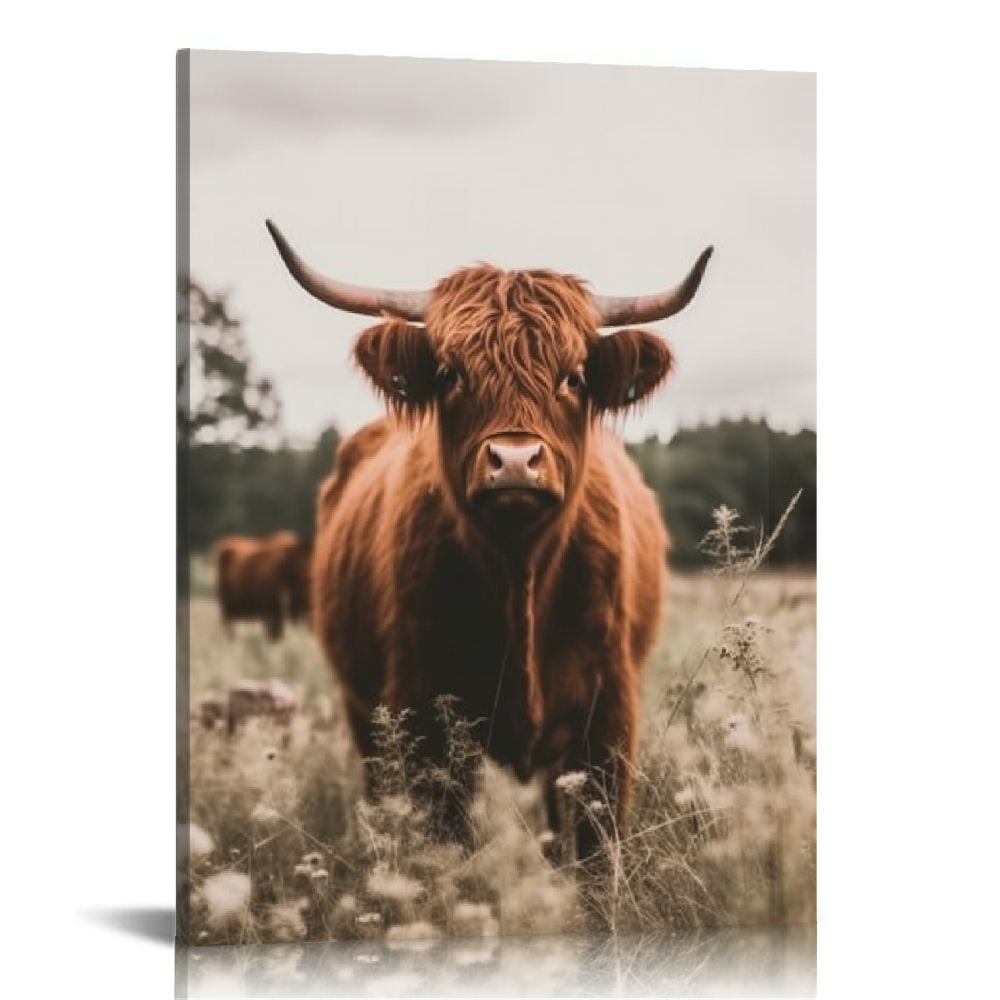 JRXY Retro Western Highland Cow Wall Art Country Room Decor Set of ...