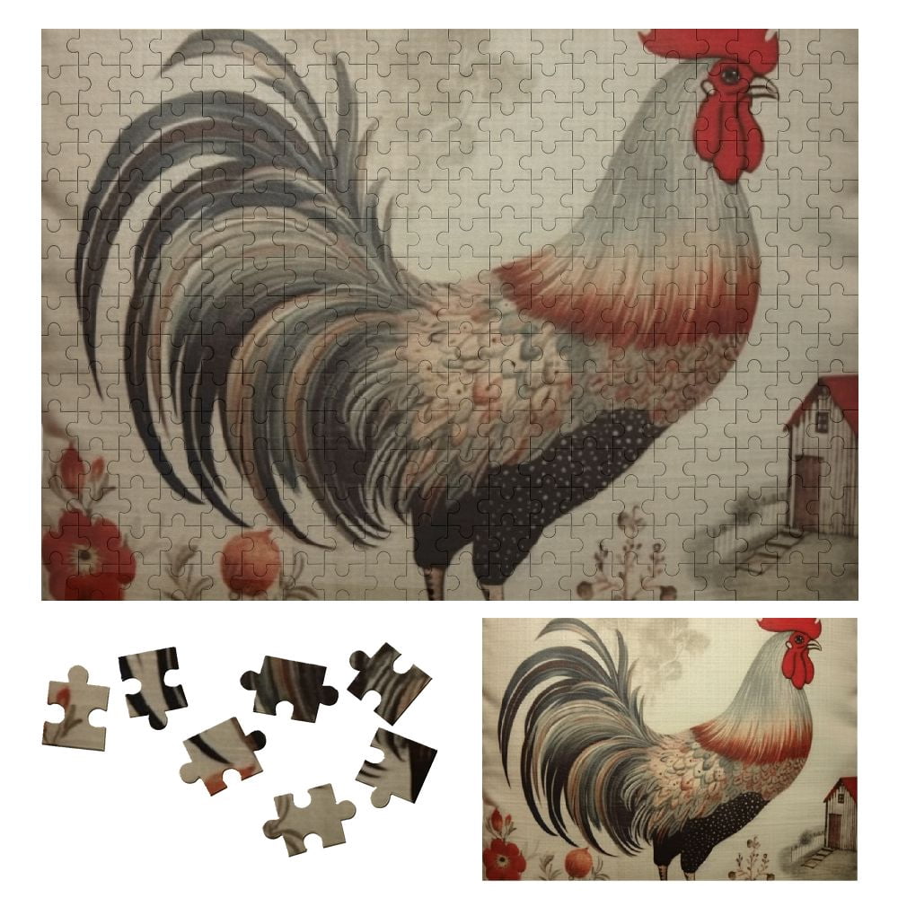 JRXY Rooster Folk Art Wooden Jigsaw Puzzle for Adults and Kids 300 PCS ...