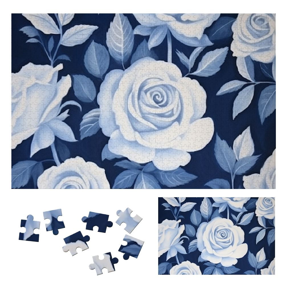 JRXY Roses Fabric Detailed Painting Wood Puzzle Challenging Difficult ...