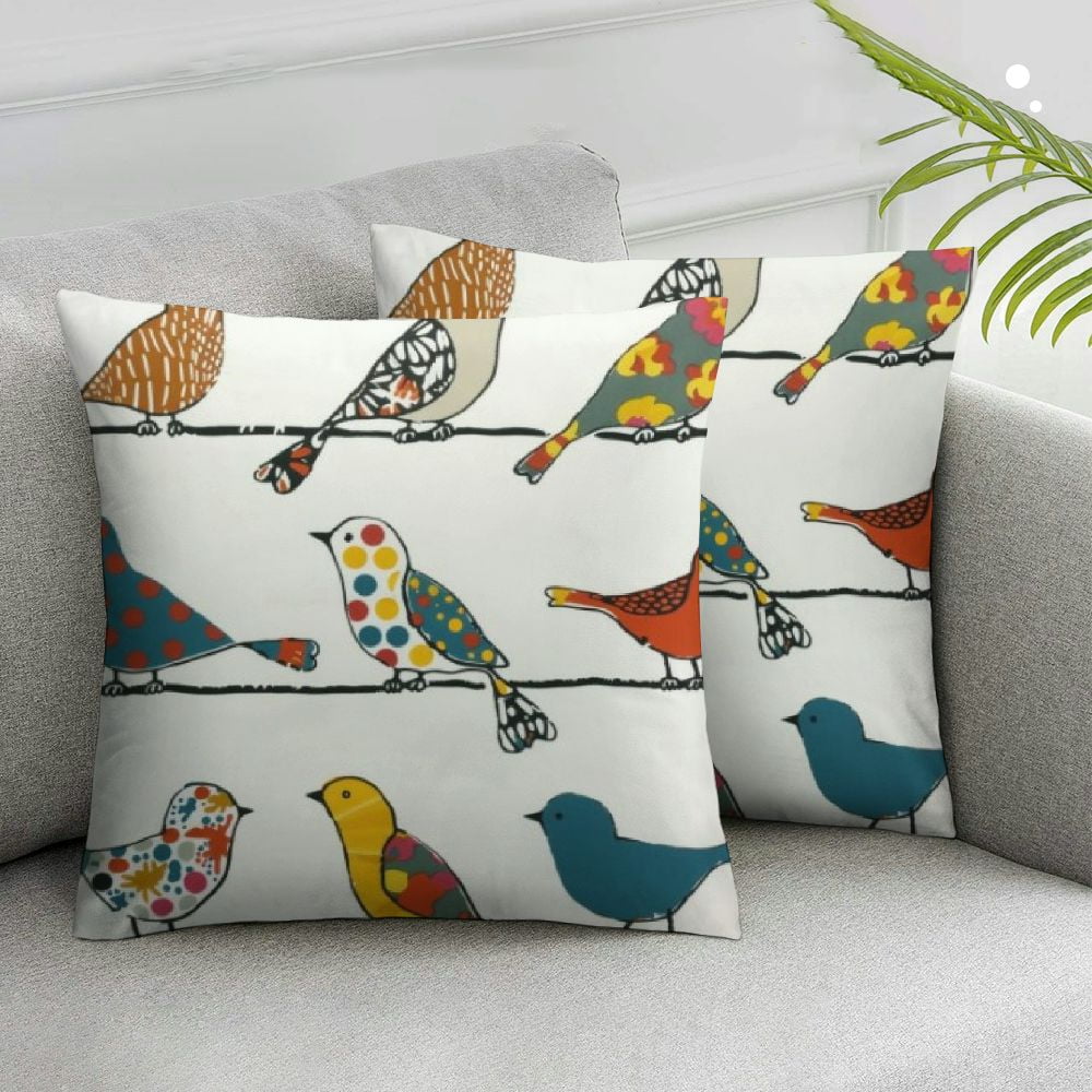 JRXY Rowley Birds Throw Pillow Covers Colorful Boho Cute Farmhouse ...