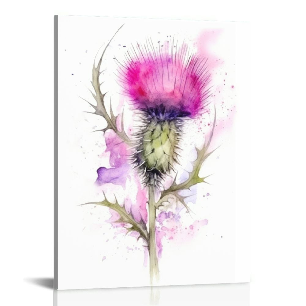 JRXY Scottish Thistle Flower Head Watercolour Scotland Canvas Art Print ...
