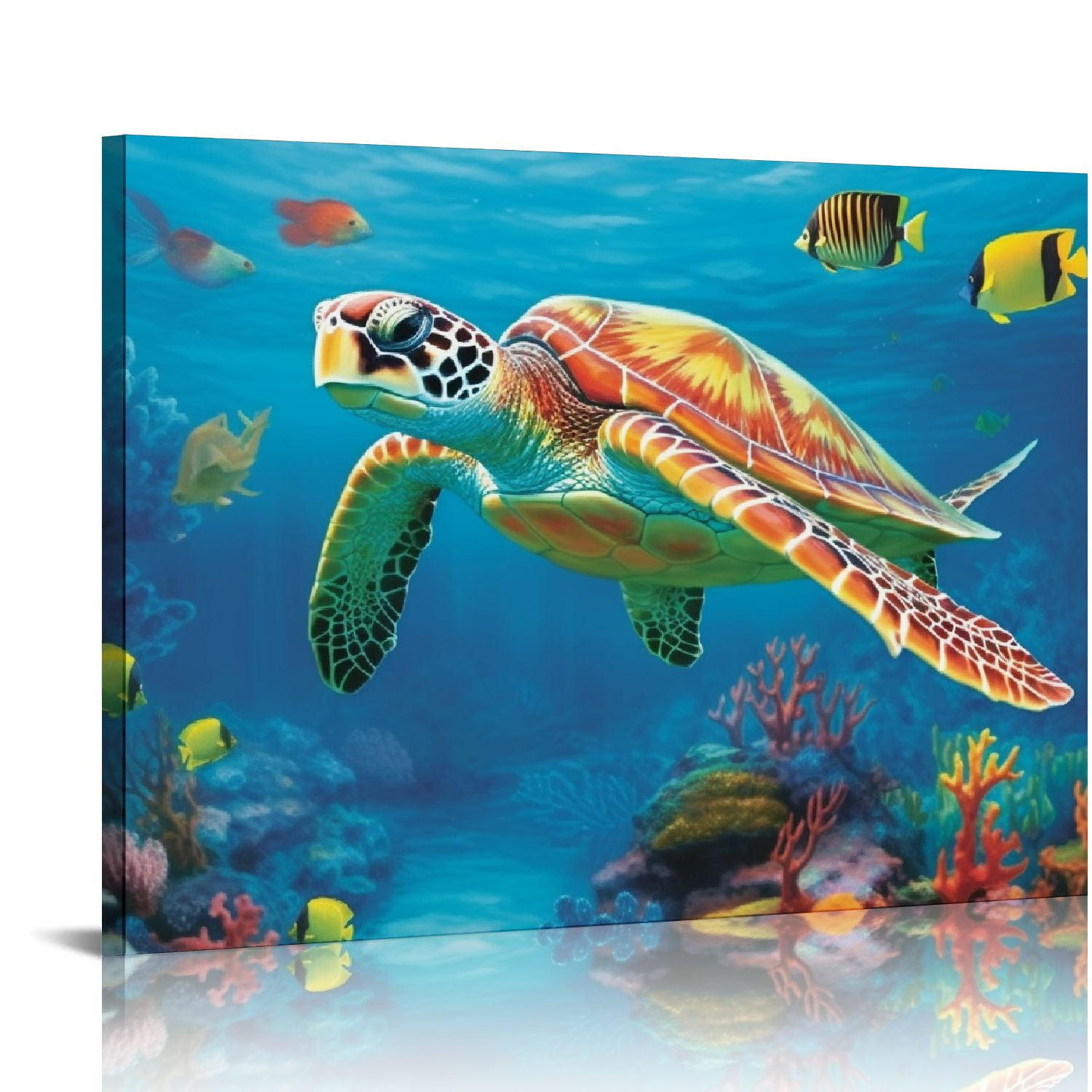 JRXY Sea Turtle Canvas Wall Art Bathroom Pictures Wall Decor Beach ...