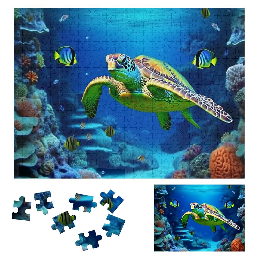 JRXY Sea Turtle Coral Reef Fish Wooden Jigsaw Puzzle for Adults and ...