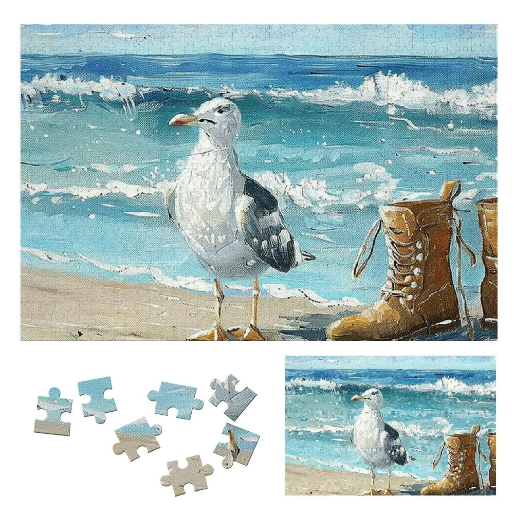 JRXY Seagull Beach Shoes Wooden Jigsaw Puzzle Challenging Difficult ...