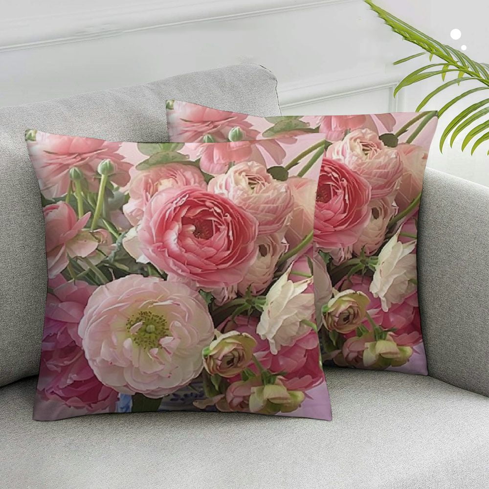 JRXY Shabby Chic Throw Pillow Covers, Floral Decorative Cushion Flower ...
