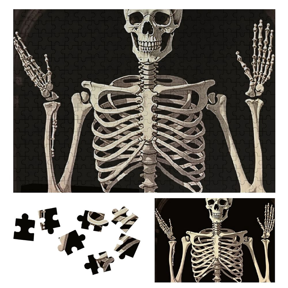 JRXY Skeleton Bones Gothic Art Wooden Jigsaw Puzzle Challenging ...