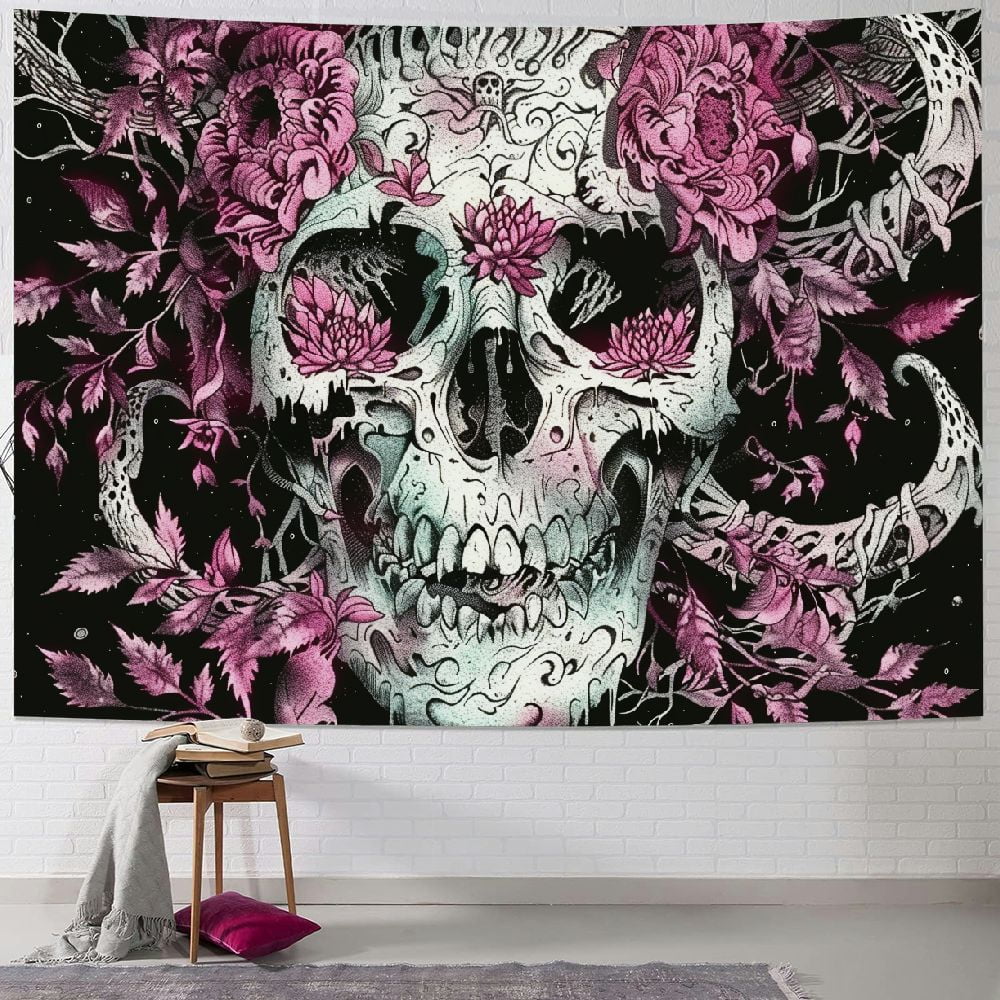 JRXY Skull Tapestry Trippy Skeleton Eyes Tapestry Goth Snake Tapestry ...