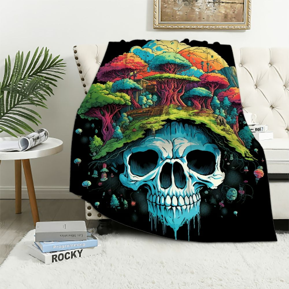 JRXY Skull Throw Blanket Sugar Skull Space Universe Nebula Soft Cozy ...