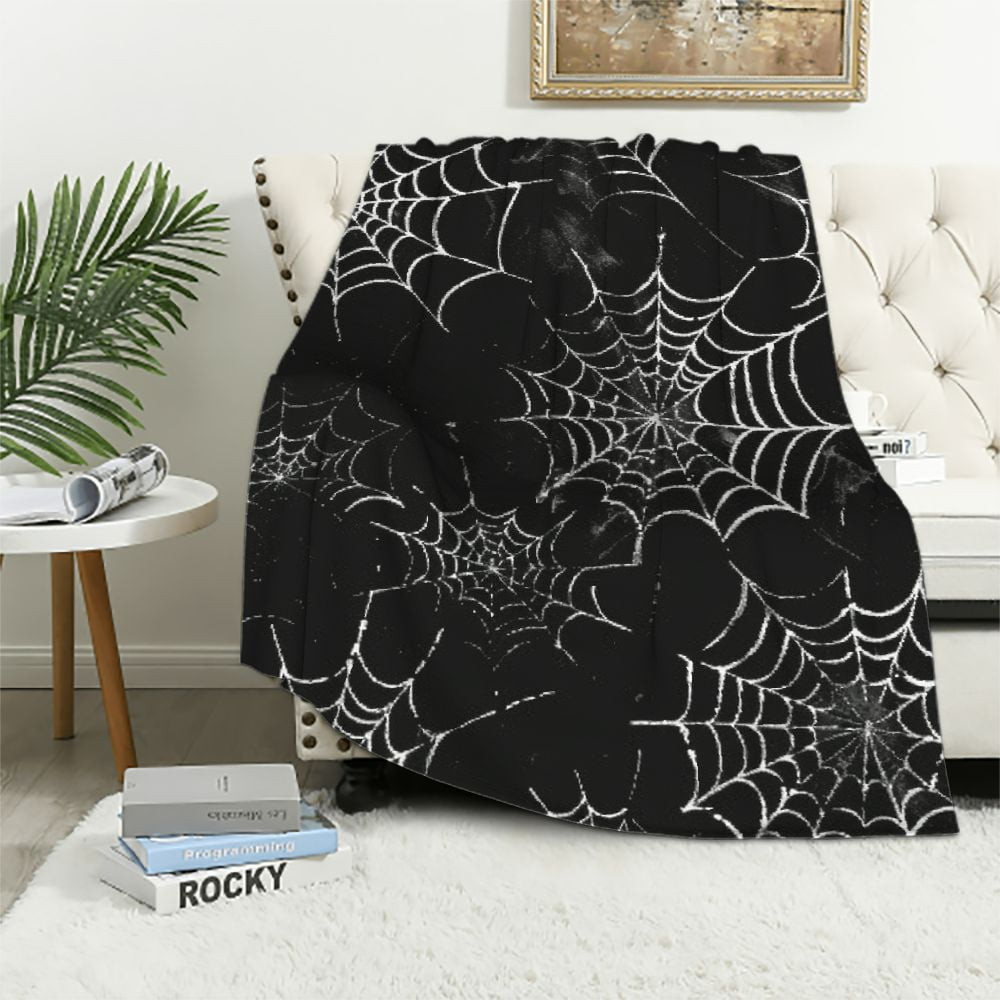 JRXY Spider Web Throw Blanket Gothic Black Blanket Skeleton Blanket ...