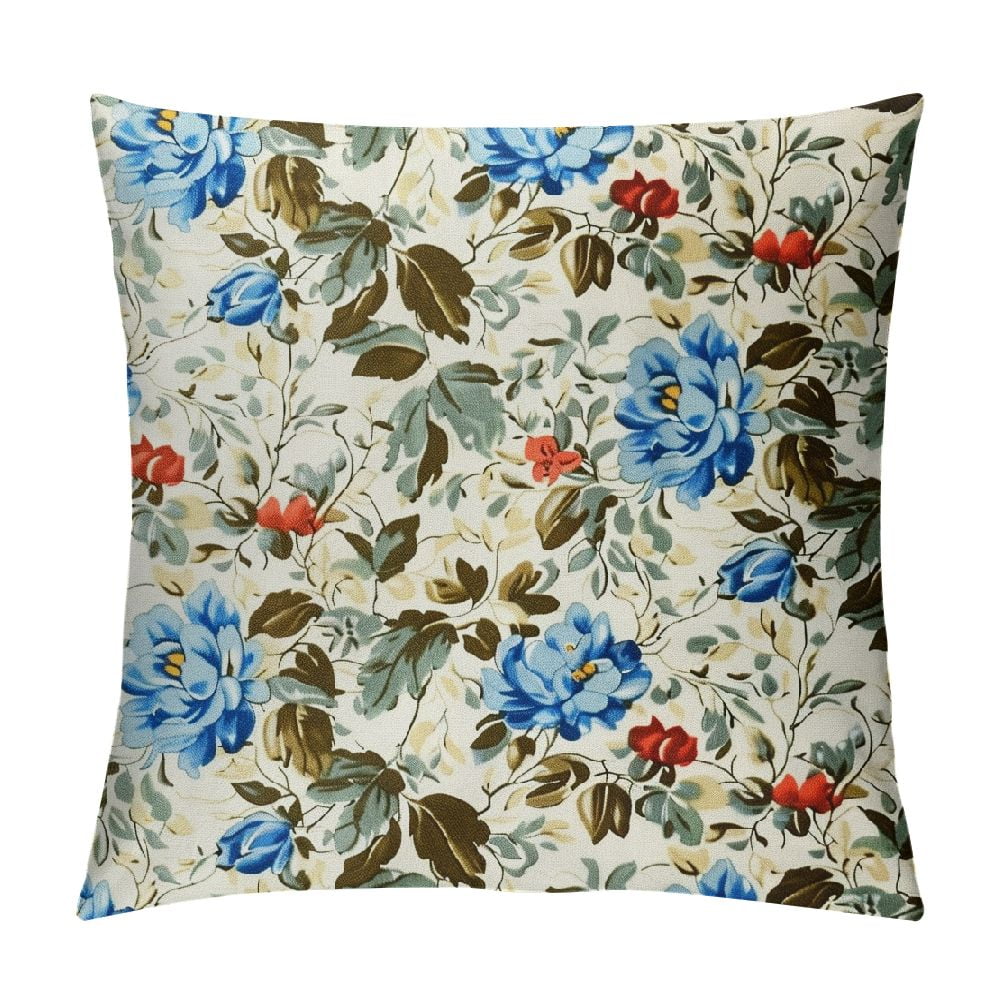 JRXY Spring Daisy Floral Pillow Covers Sage Green Blue Vintage Flowers ...