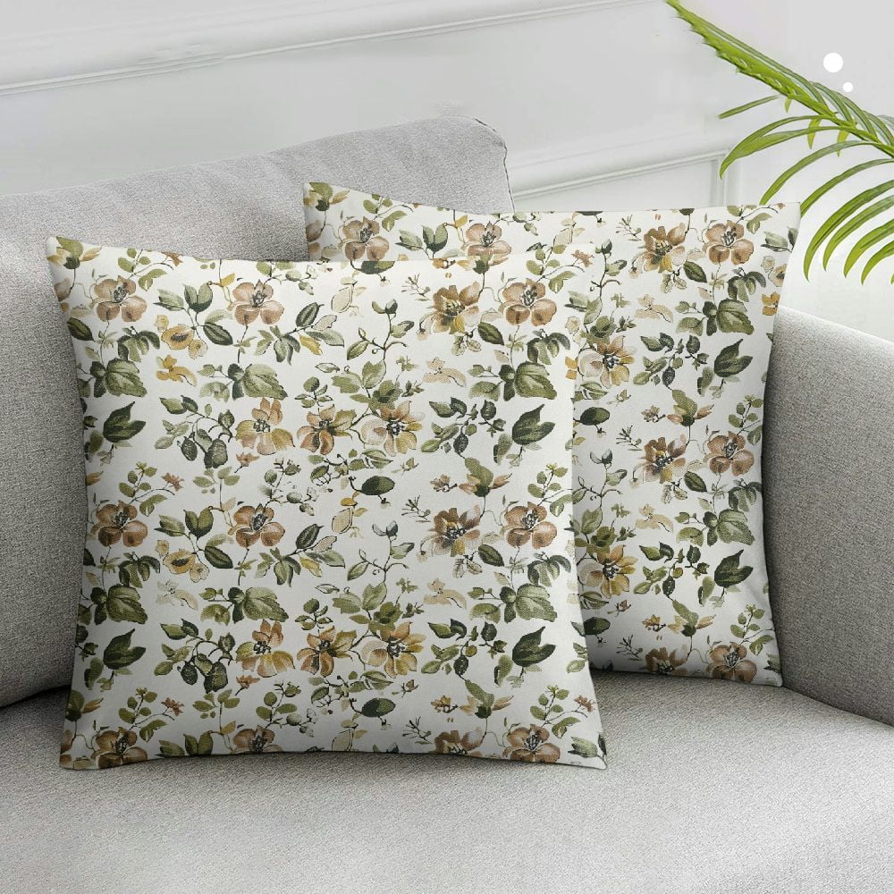 JRXY Spring Daisy Floral Pillow Covers Sage Green Brown Beige Vintage Flowers Decorative Pillow ...