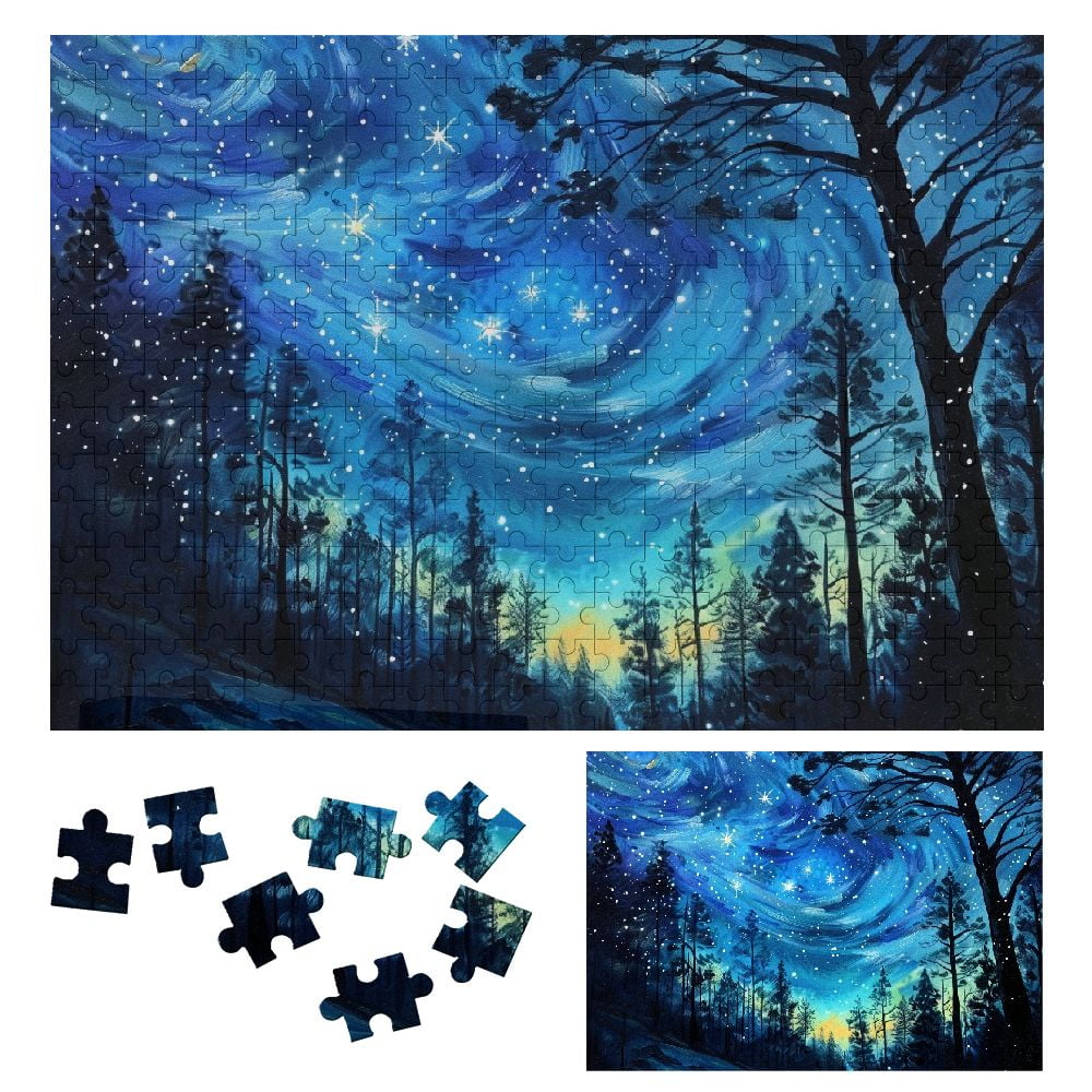 JRXY Stars, Trees, Night Sky Wooden Jigsaw Puzzle - Impossible Wooden ...