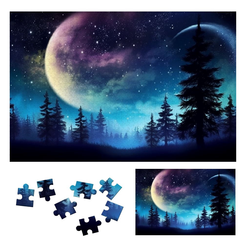 JRXY Stars Trees Night Sky Wooden Puzzle for Adults and Kids 1000 PCS ...