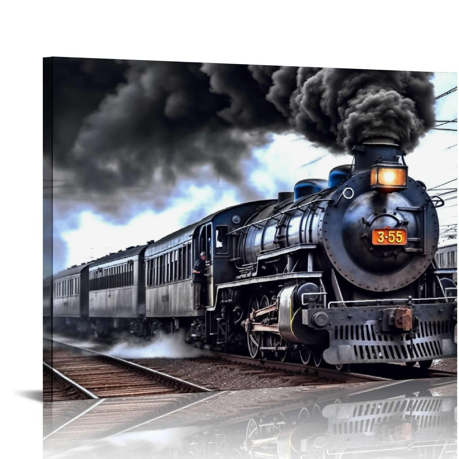 JRXY Steam Engine Train Picture on Stretched Canvas, Wall Art Décor ...