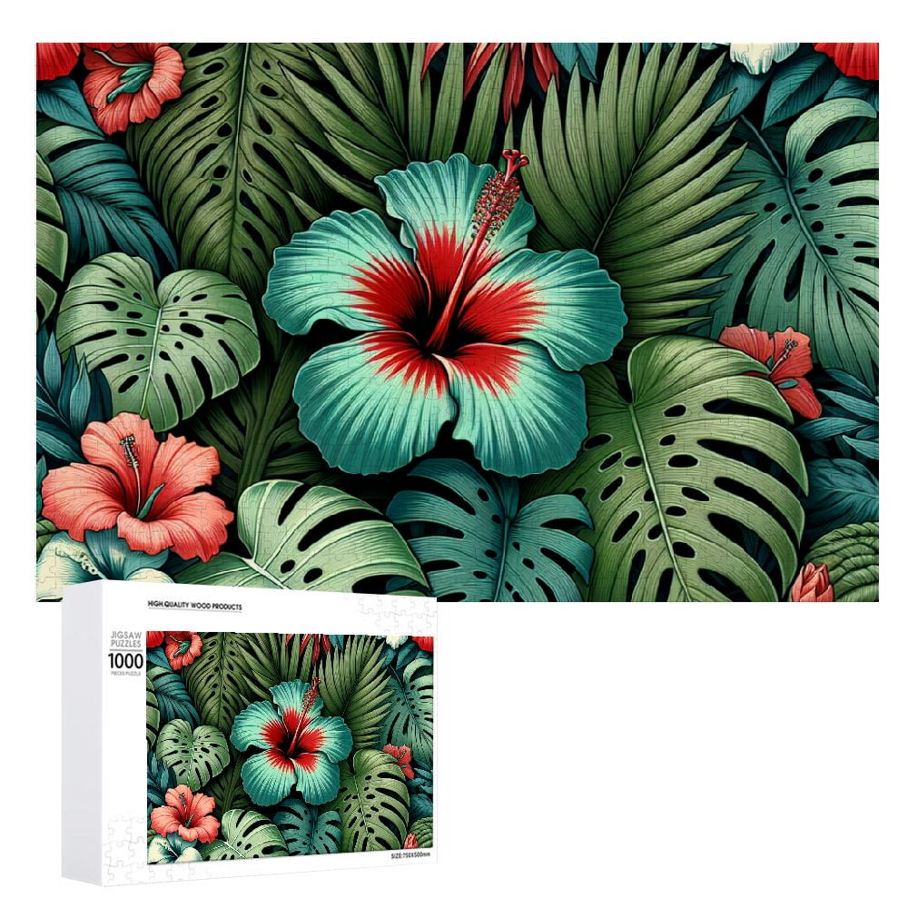 JRXY Summer Tropical Leaves Monstera Palm Leaf Flower Hawaiian Pink Red ...