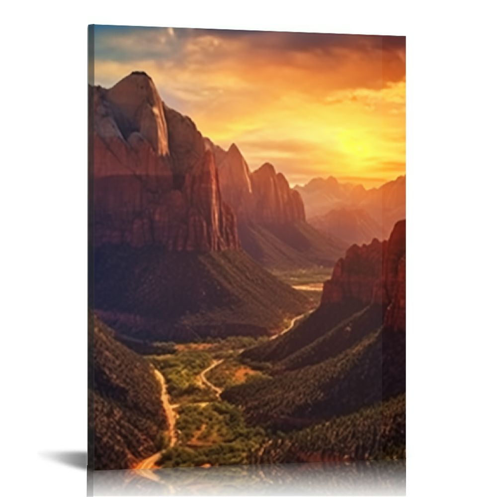 JRXY Sun Setting on Zion Canyon, Zion National Park, Utah Wall Art ...