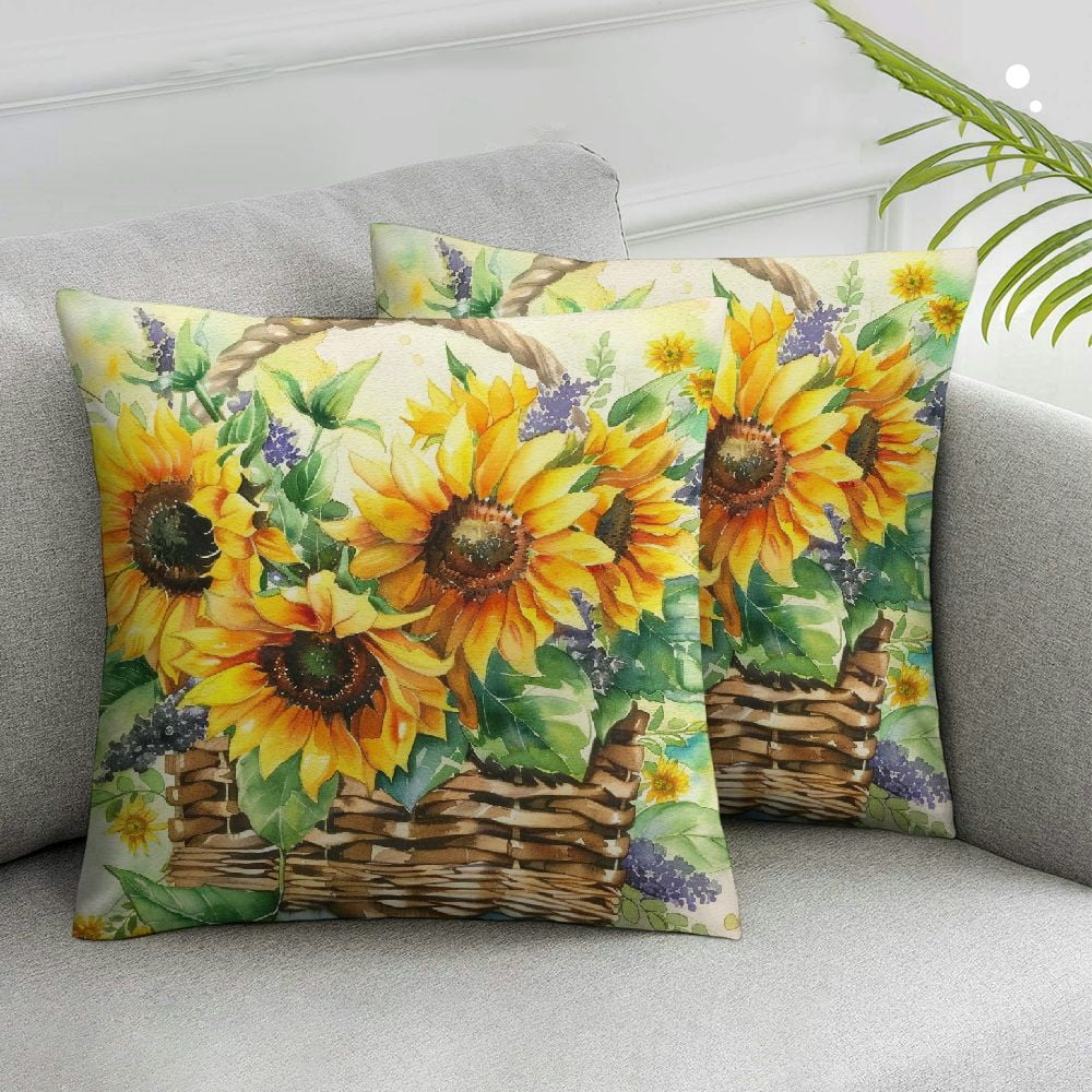 JRXY Sunflower Pillow Covers Spring Summer Floral Throw Pillow Covers ...