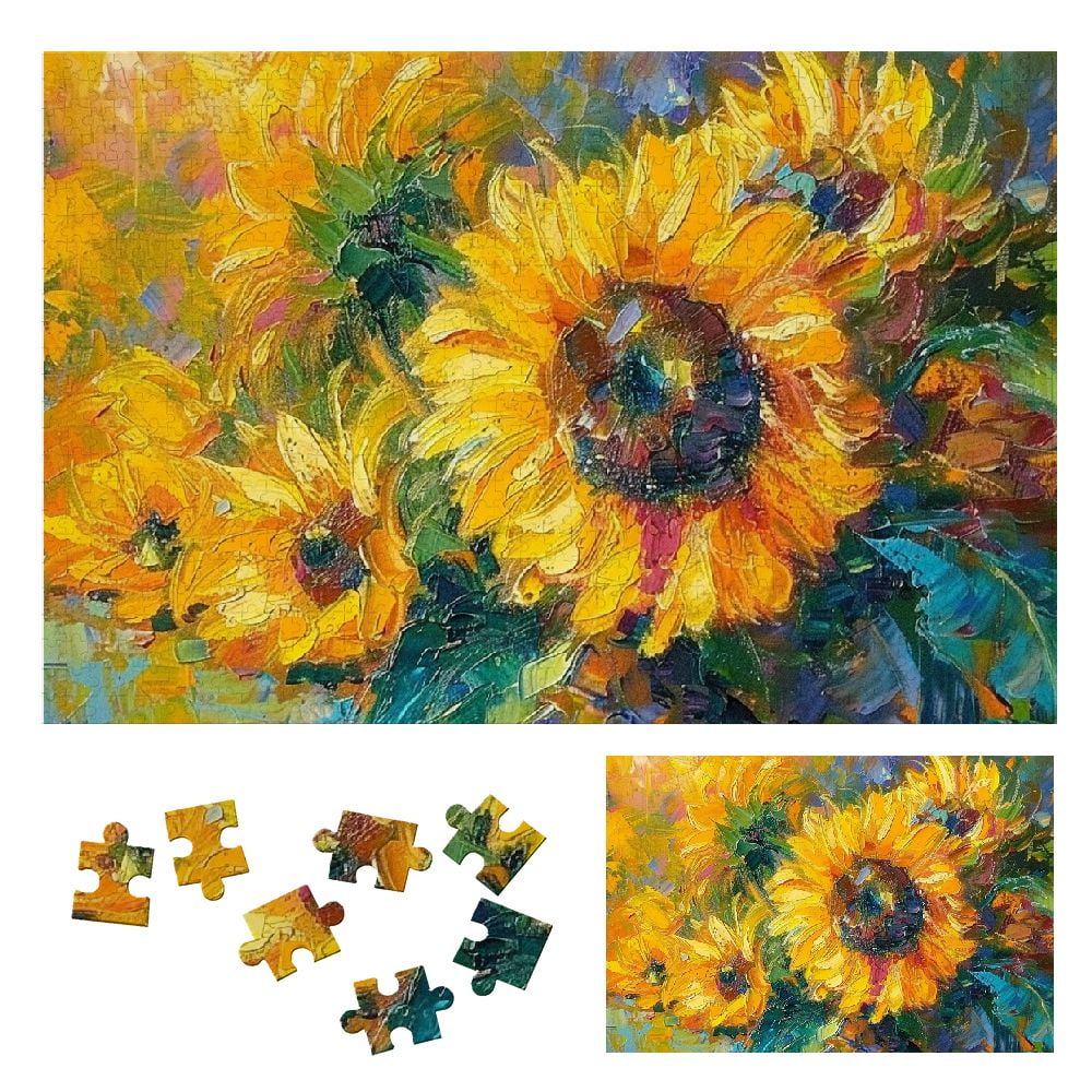JRXY Sunflowers Wooden Jigsaw Puzzle Challenging Difficult Wood Puzzles ...