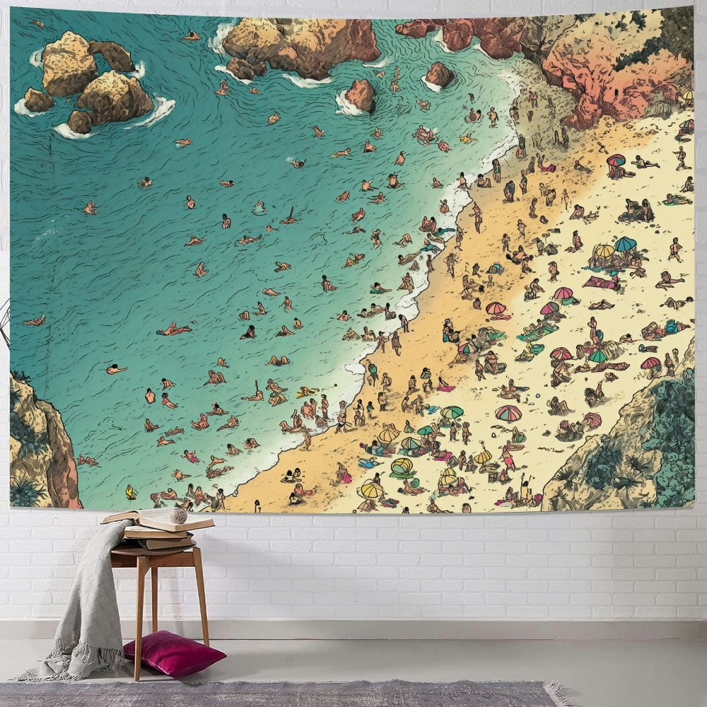 JRXY Sunny Beach and Joyful Scenery Refreshing and Happy Tapestry ...