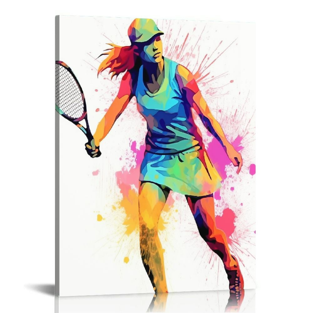 JRXY Tennis Player Girl Watercolor Wall Female Tennis Canvas Painting ...