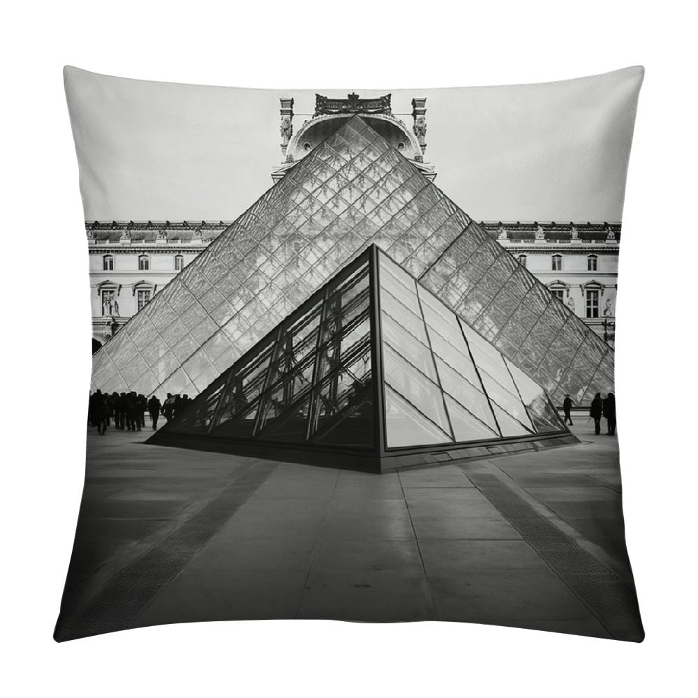 JRXY Throw Pillow Cover Louvre Pyramid Glass Pyramid Building ...