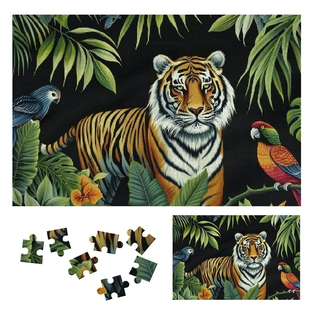 JRXY Tiger Birds Jungle Wooden Jigsaw Puzzle Leisure Game Toy Gift for ...