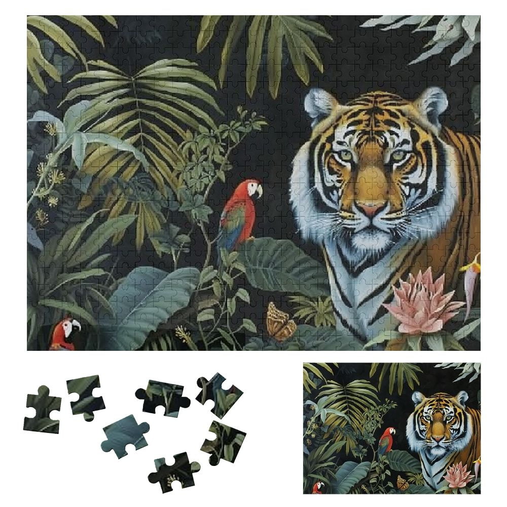 JRXY Tiger Birds Plants Wooden Jigsaw Puzzle Challenging Difficult Wood ...