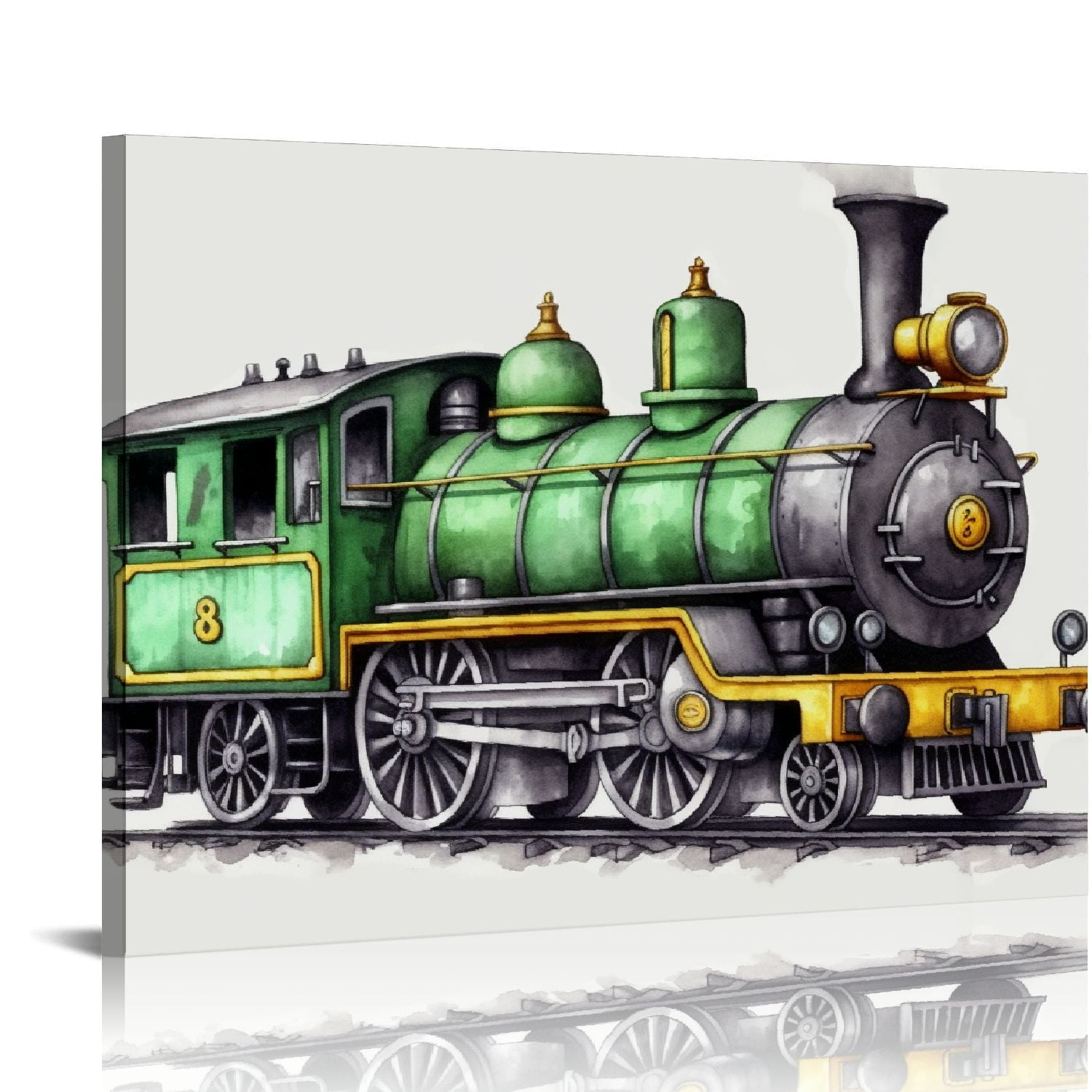 JRXY Train Canvas Wall Art Transportation Framed Steam Locomotive ...